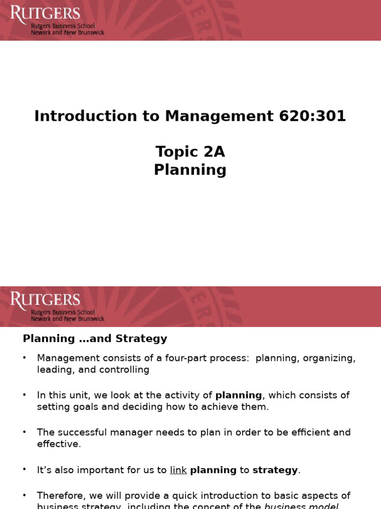 Topic 2A Planning | PDF