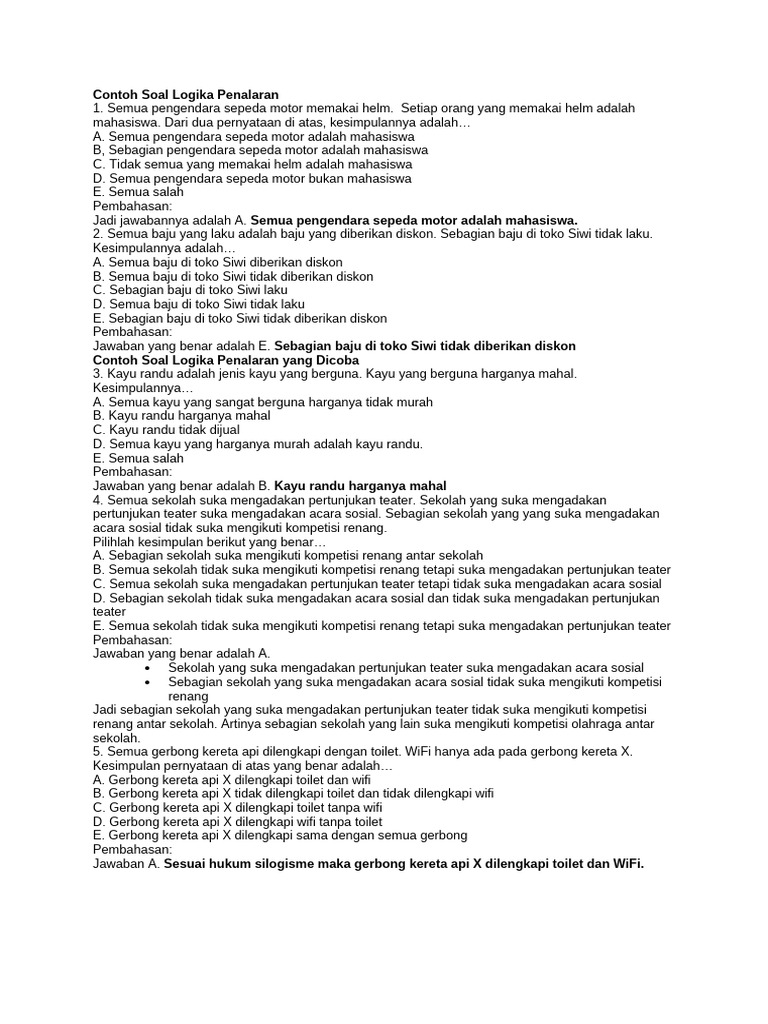 Contoh Soal Logika Penalaran | PDF