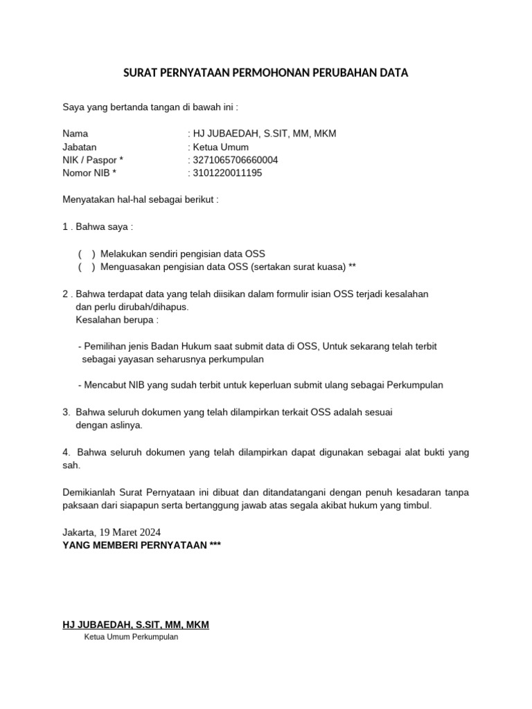 Surat Rollback Oss BKPM | PDF