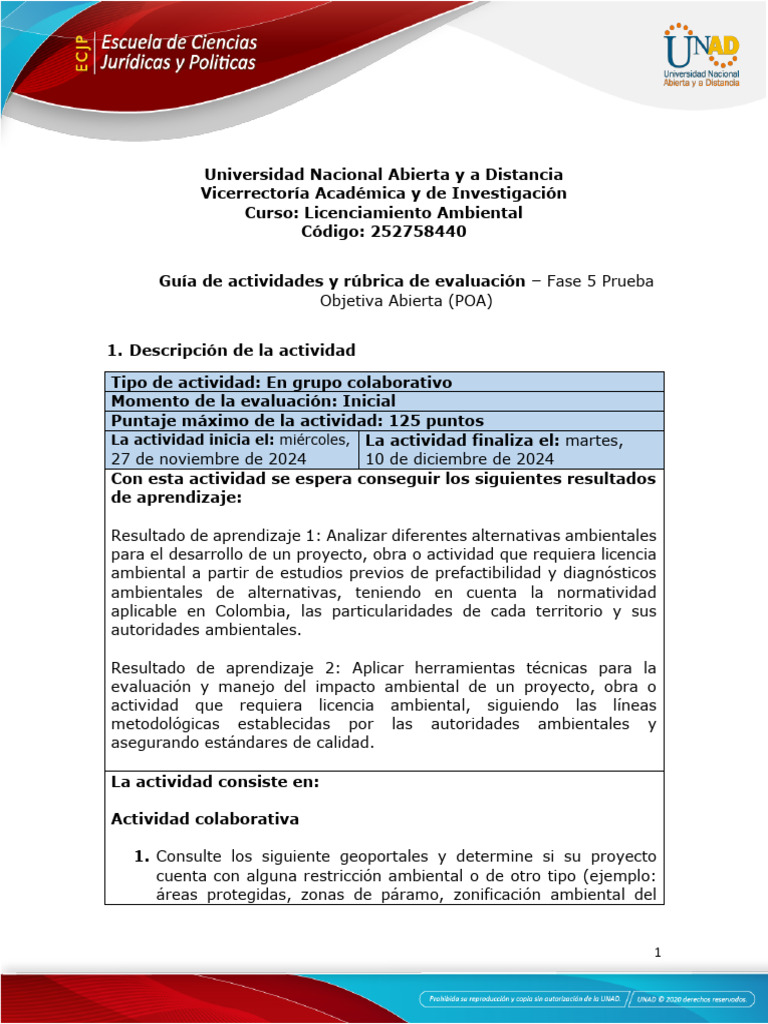 Guía de Actividades y Rúbrica de Evaluación - Fase 5 - Prueba Objetiva Abierta (POA) | PDF