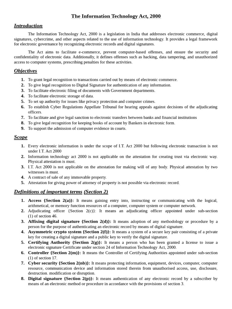 The Information Technology Act, 2000 | PDF