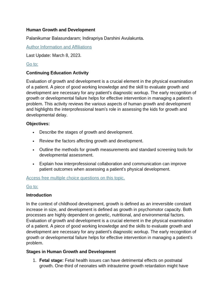 Human Growth and Development | PDF