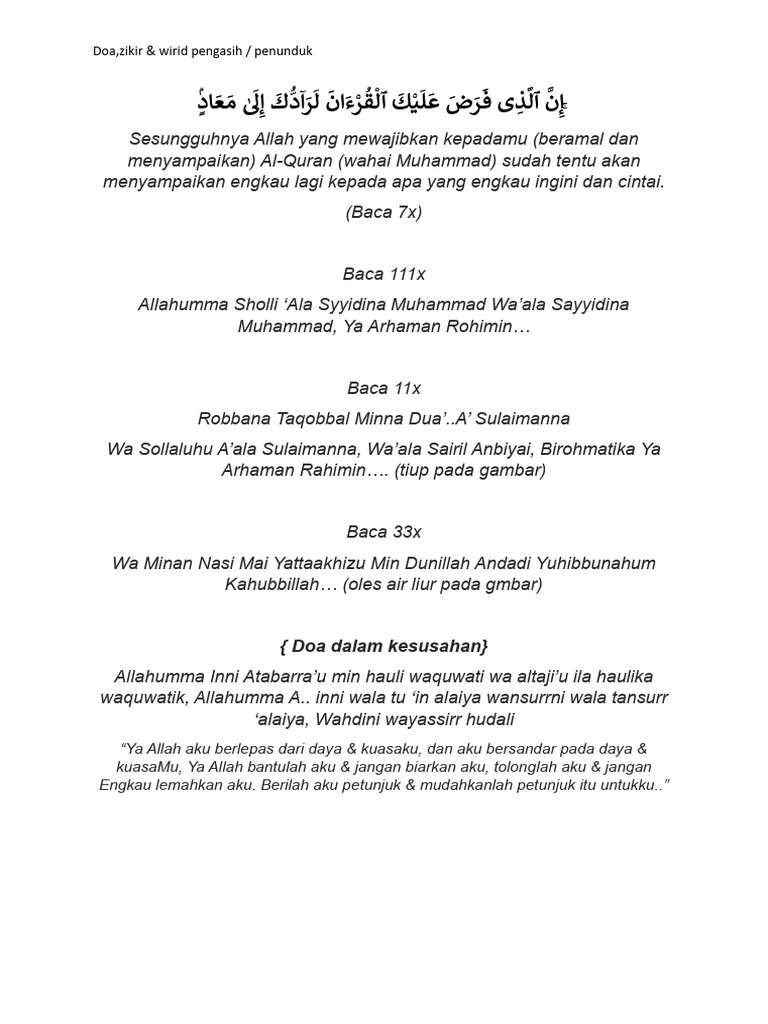 Himpunan Doa2 Pengasih 3 - PENUNDUK | PDF