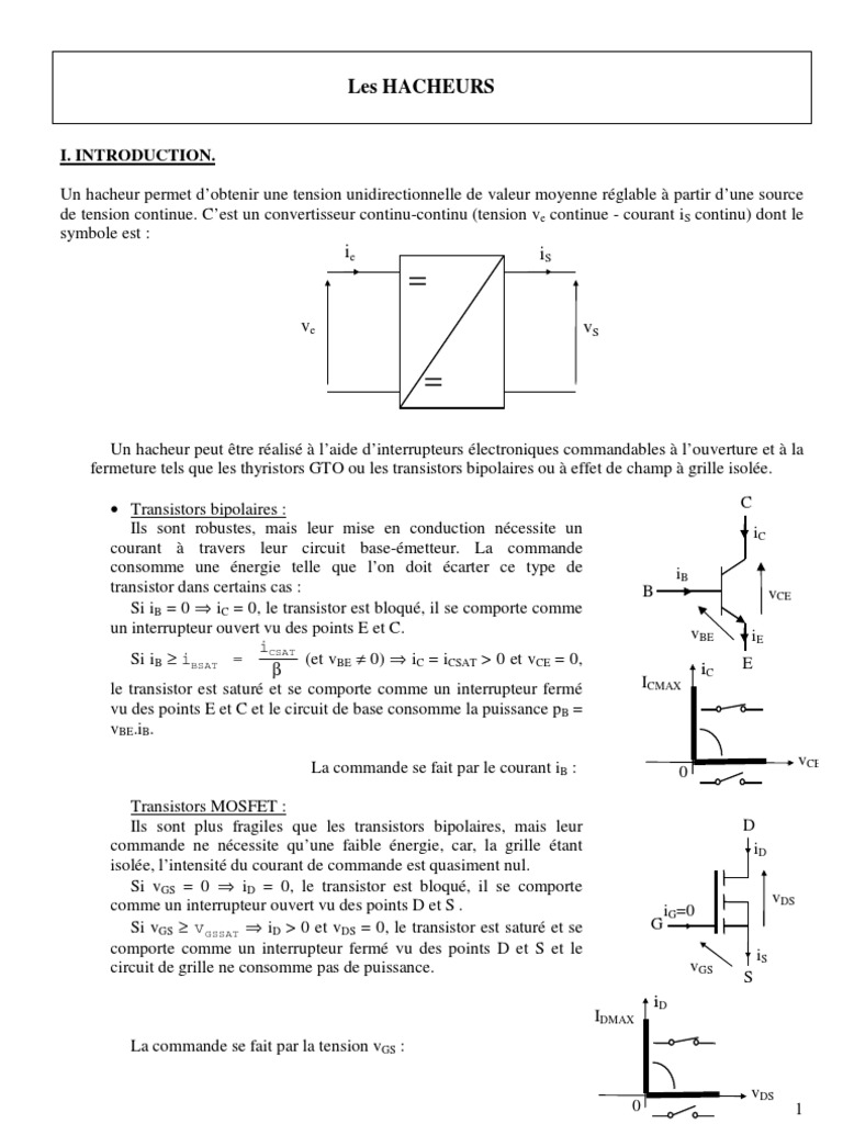 Hacheurs : fonctionnement et applications | PDF | Méthodes et ...