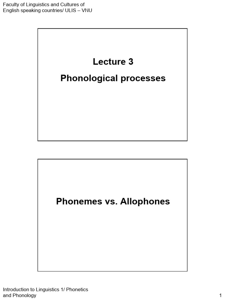 Lecture 3 - Phonology 3 - Phonological Processes 2021 | PDF