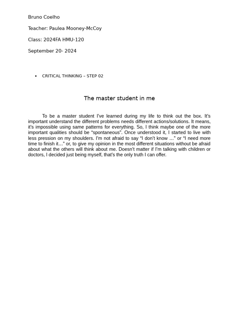 Master Student Qualities - Step 2 | PDF Master Student Qualities - Step 2 | PDF
