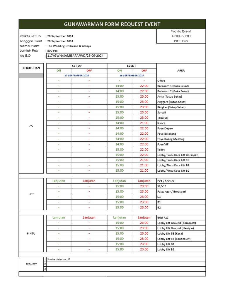 FORM REQ EVENT - SAMISARA - 280924 Kresna & Atrisya | PDF