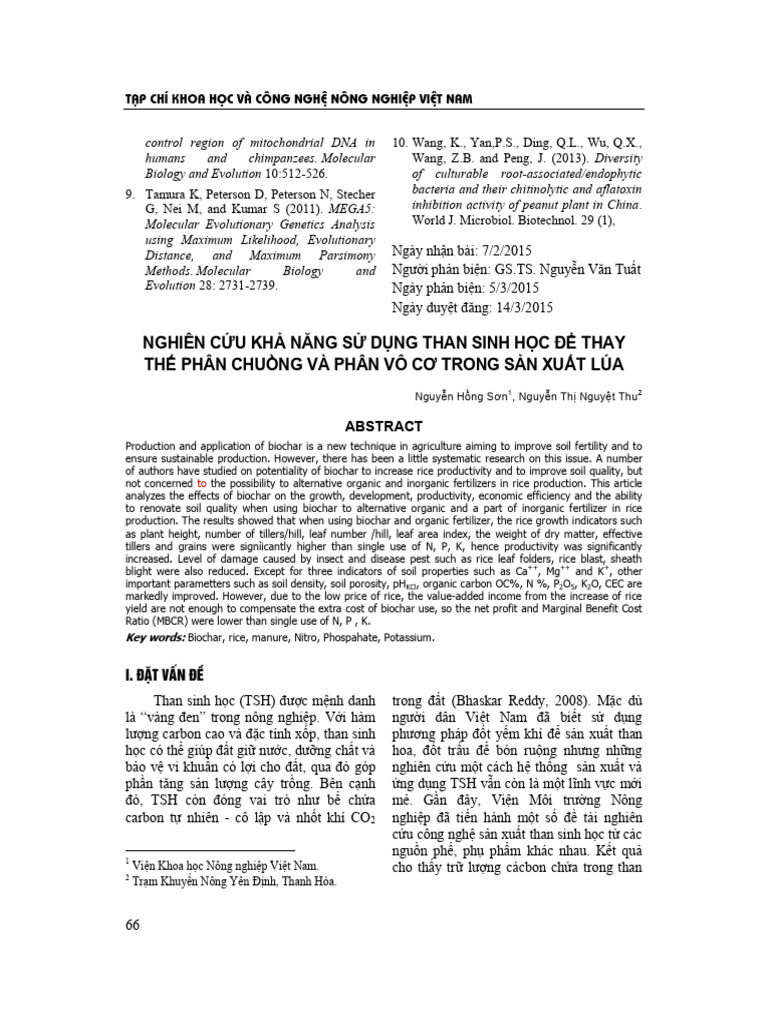 NGHIÊN CỨU KHẢ NĂNG SỬ DỤNG THAN SINH HỌC ĐỂ THAY THẾ PHÂN CHUỒNG VÀ PHÂN VÔ CƠ TRONG SẢN XUẤT ...