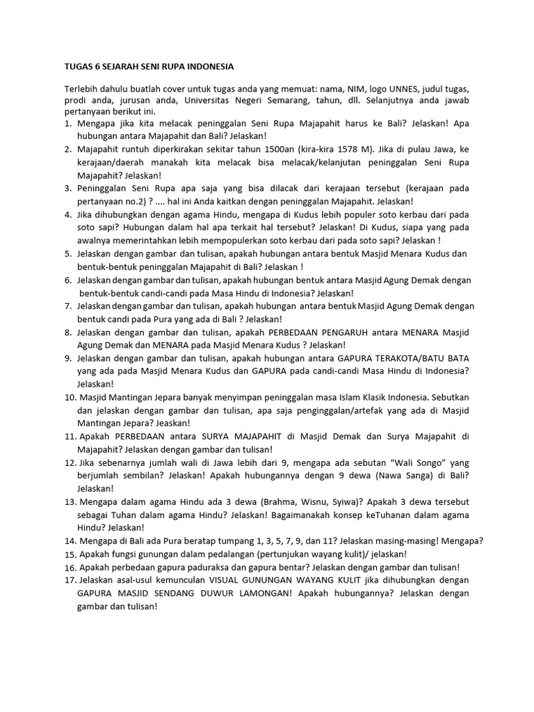 Tugas 6 Sejarah Seni Rupa Indonesia | PDF