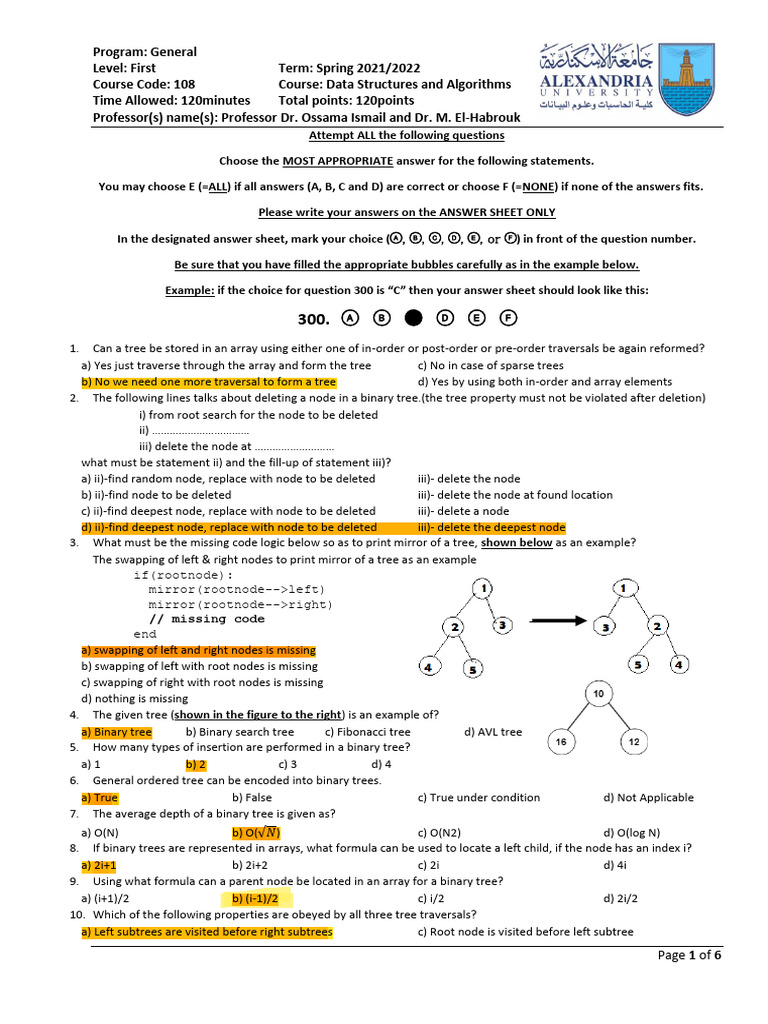Data Structuers Final 2022 Ans | PDF