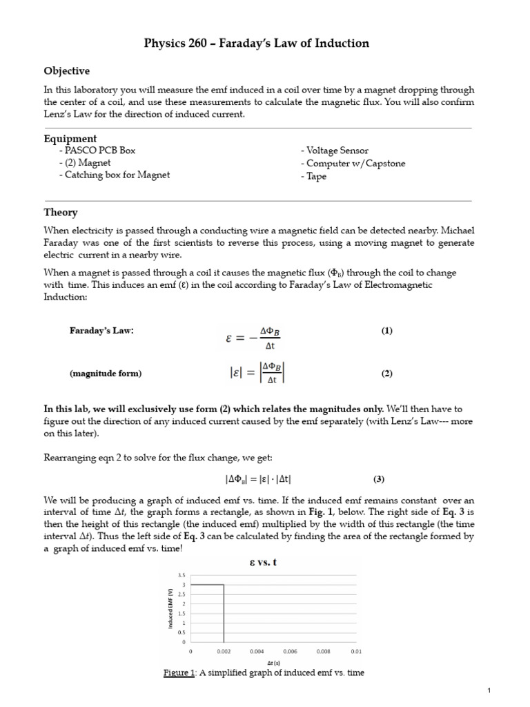 Faraday - S Law of Induction (Lab 8) | PDF | Electromagnetic Induction | Inductor