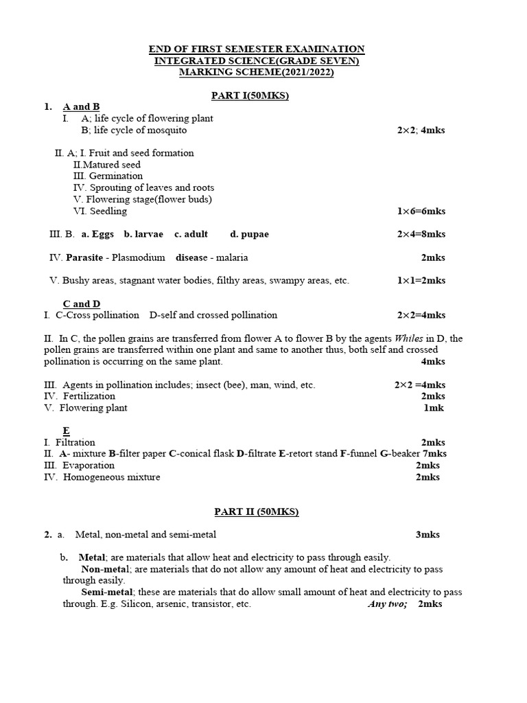 Marking Scheme g7 Ese | PDF