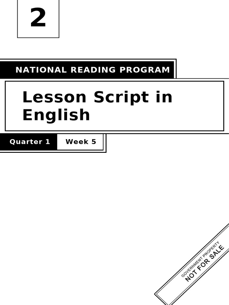 Lesson Script in English: National Reading Program | PDF