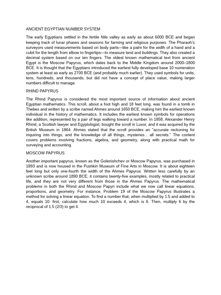 Ancient Egyptian Number System 1 | PDF
