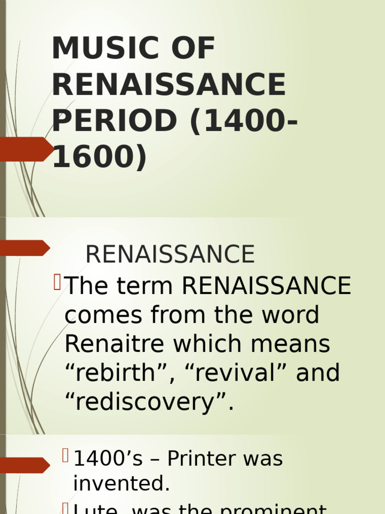 q1 - Music of Renaissance Period | PDF