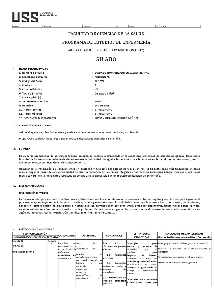 Sílabo CHSM 2024 II | PDF