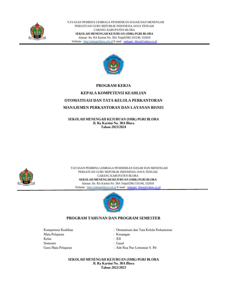 Cover Program Kerja | PDF