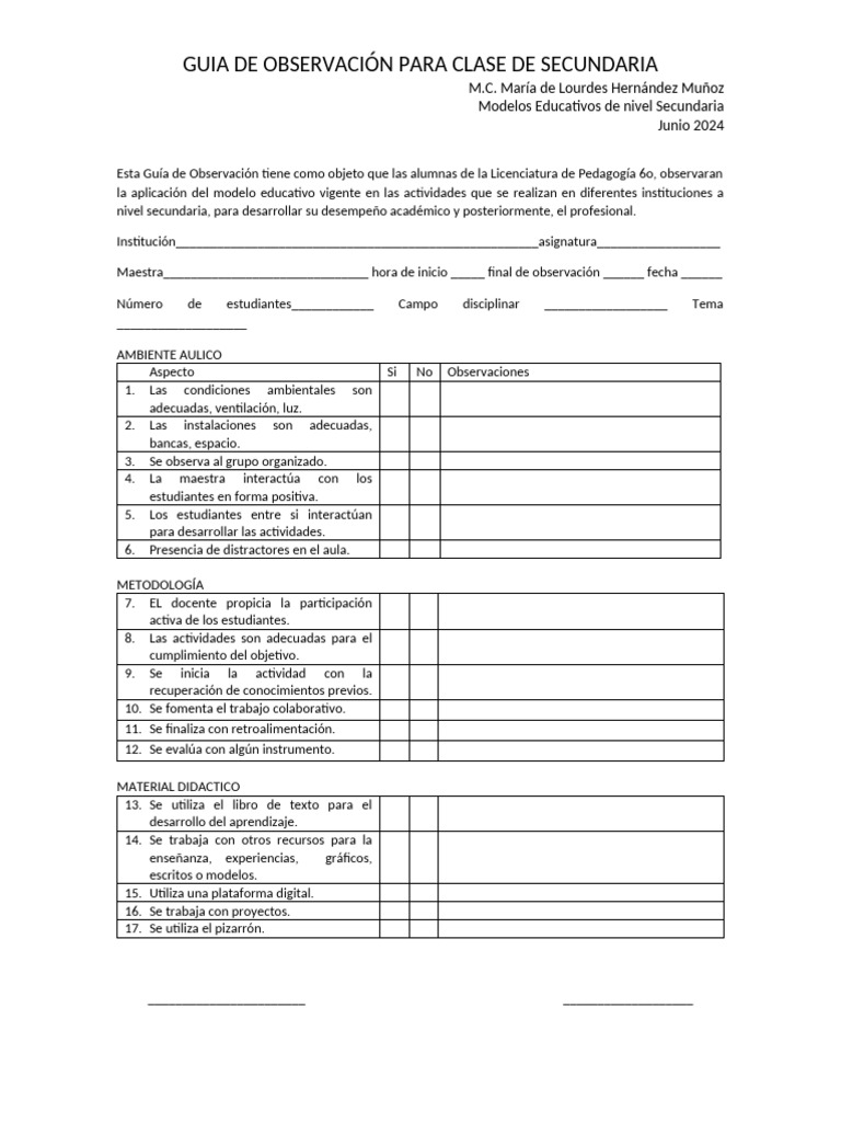 Formato de Guia de Observacion | PDF