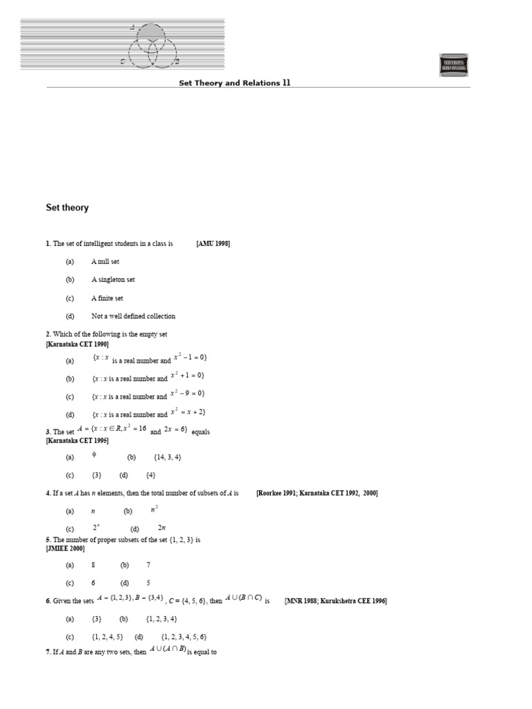 Ques. Chp. 01-Sets and Relations | PDF