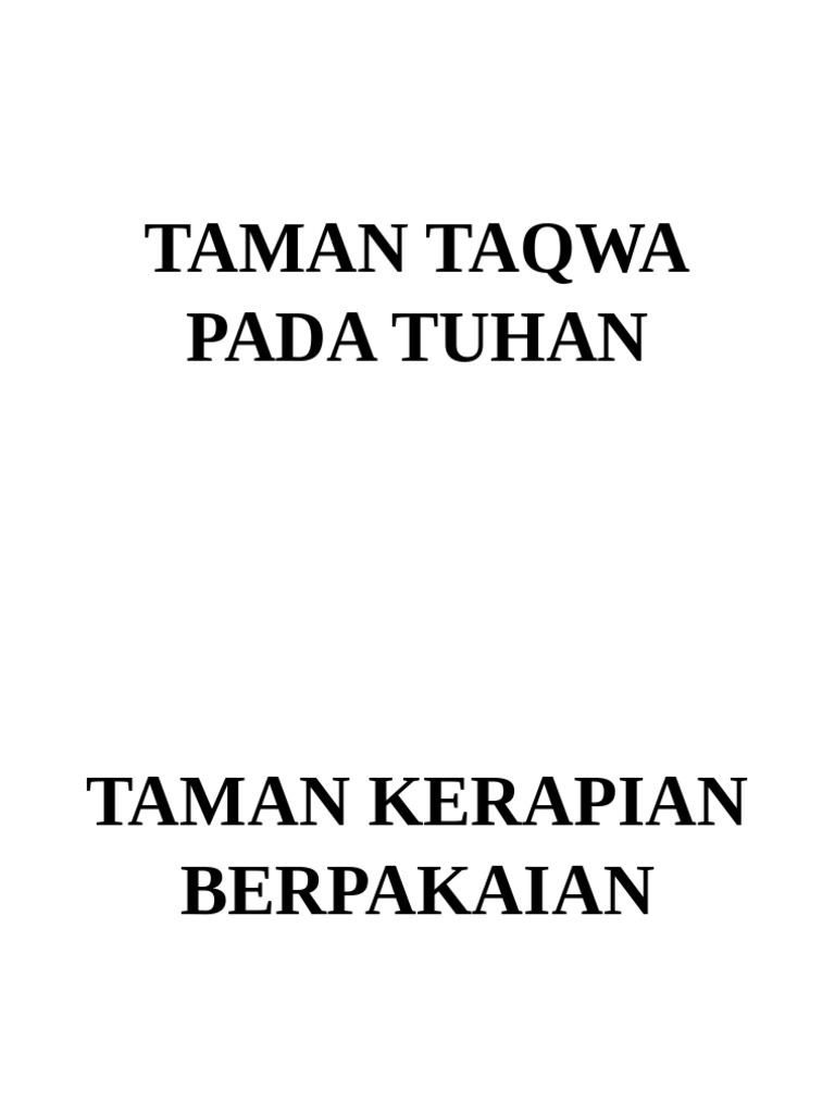 Taman Taqwa Pada Tuhan | PDF