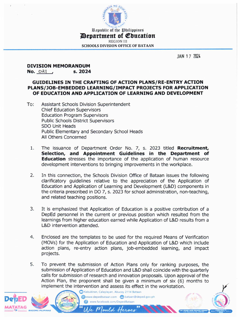 Division Memorandum No. 021 S. 2024 | PDF