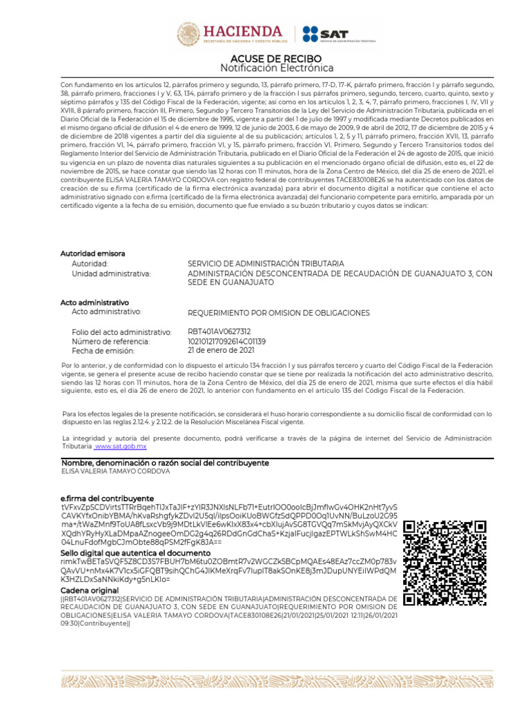 Requerimiento de Obligaciones Enero 2020 | PDF