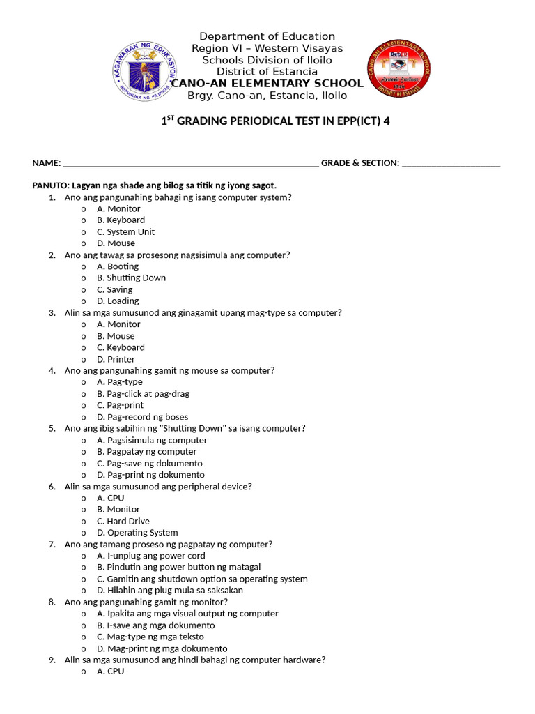 1st PT in EPP (MATATAG) | PDF