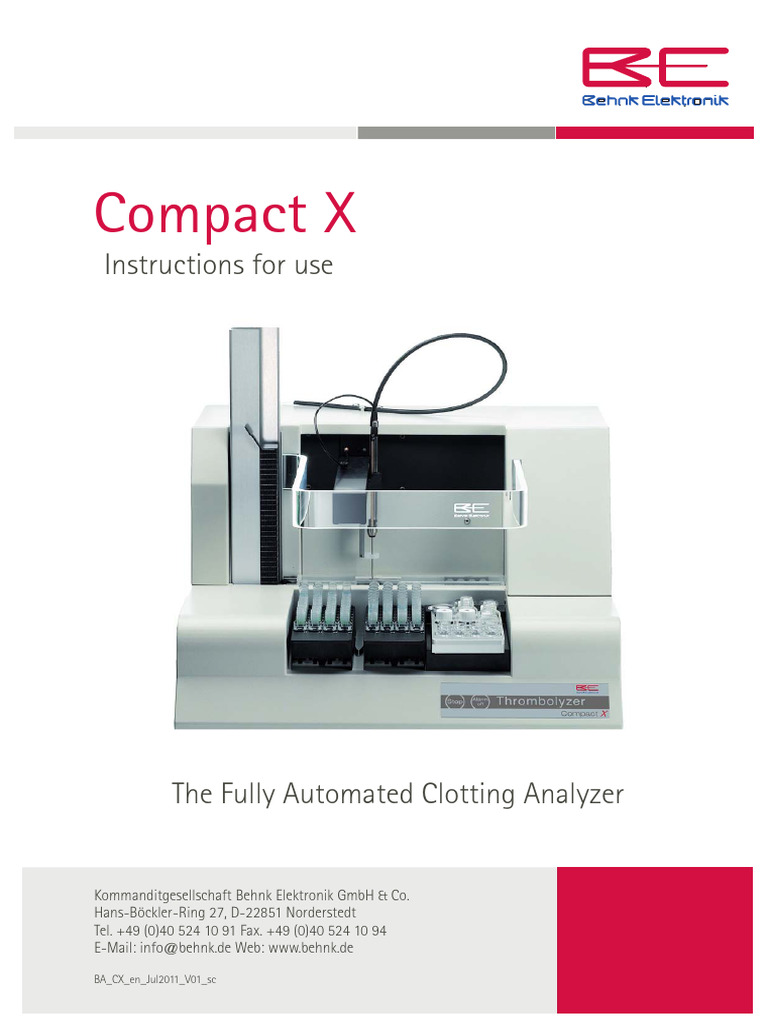 5.2.1.thrombolyzer Compact X - Intructions For You | PDF