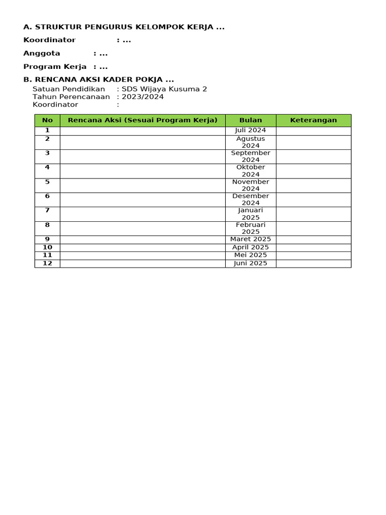 Contoh Format Program Kerja | PDF