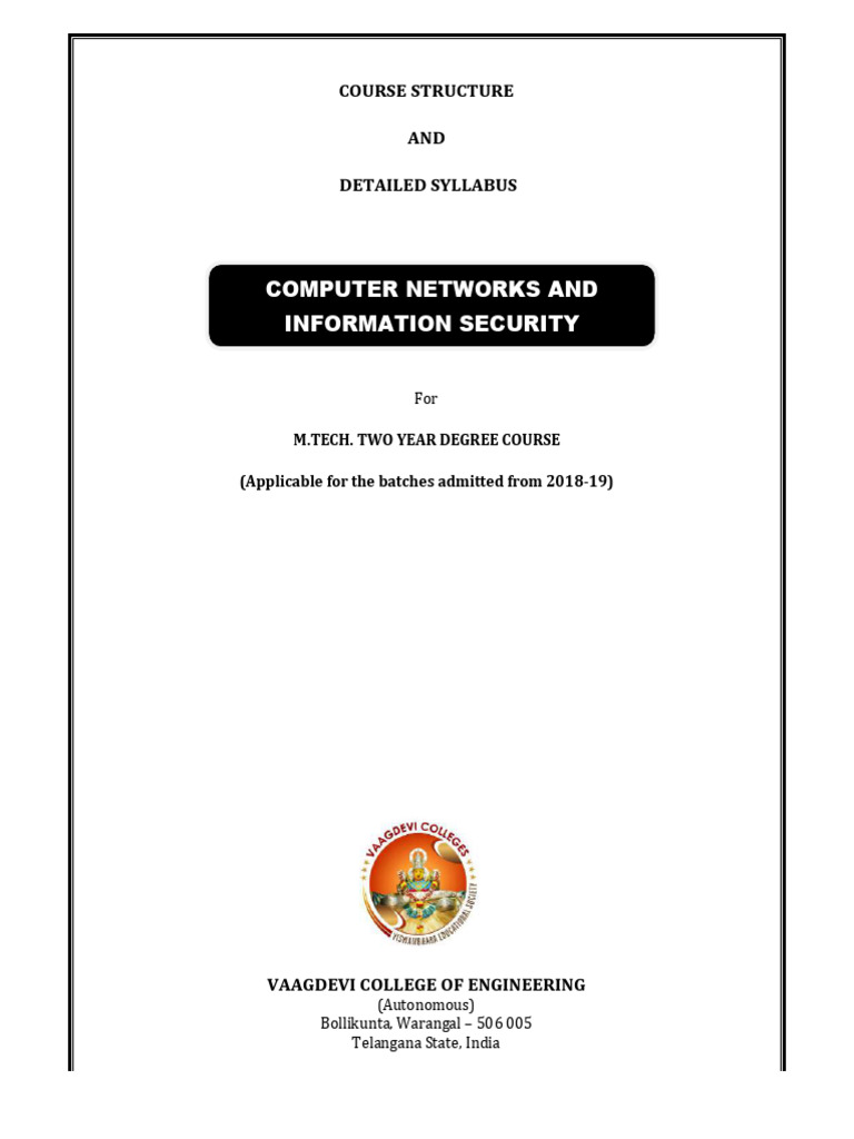 M.tech-CNIS - R18 - Syllabus | PDF