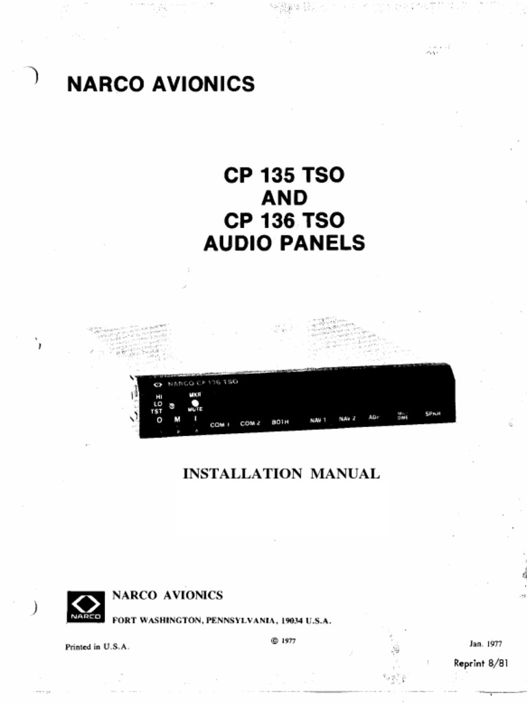 Narco Audio CP135-CP136 Installation Manual | PDF