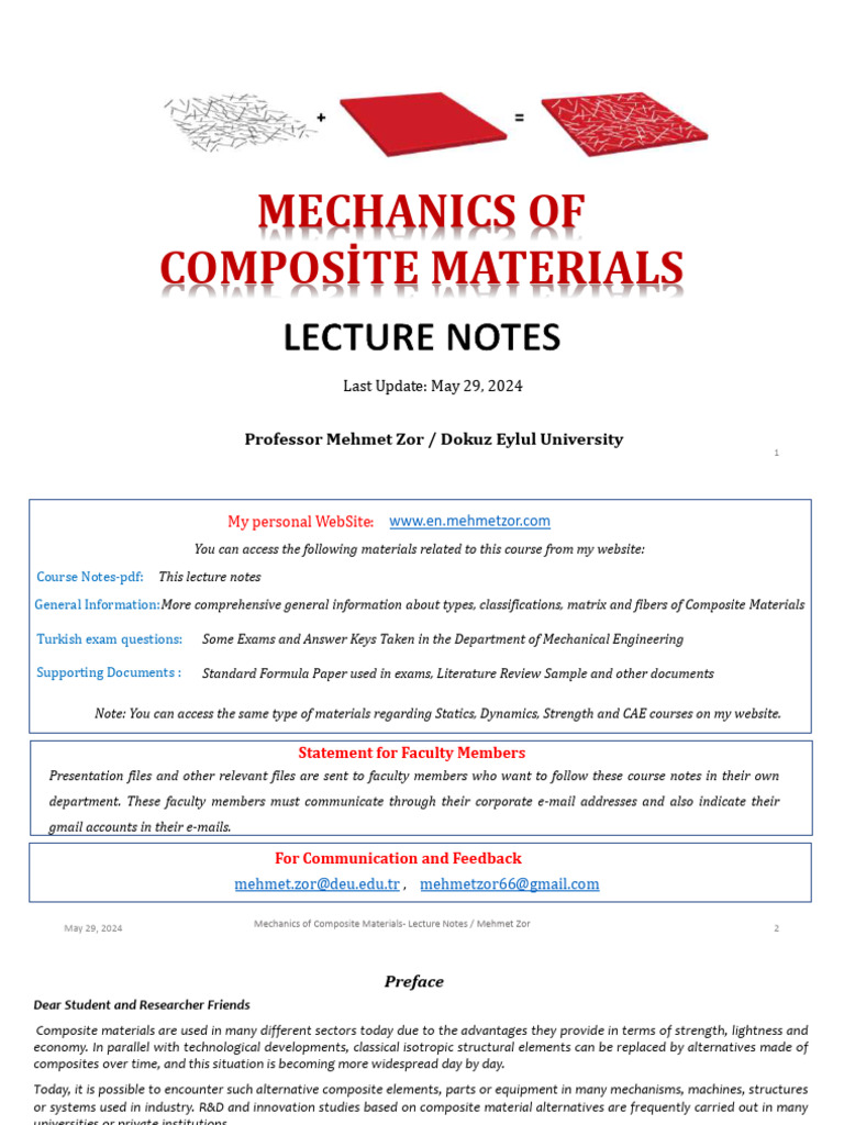 Mechanics of Composite Materials Lecture | PDF