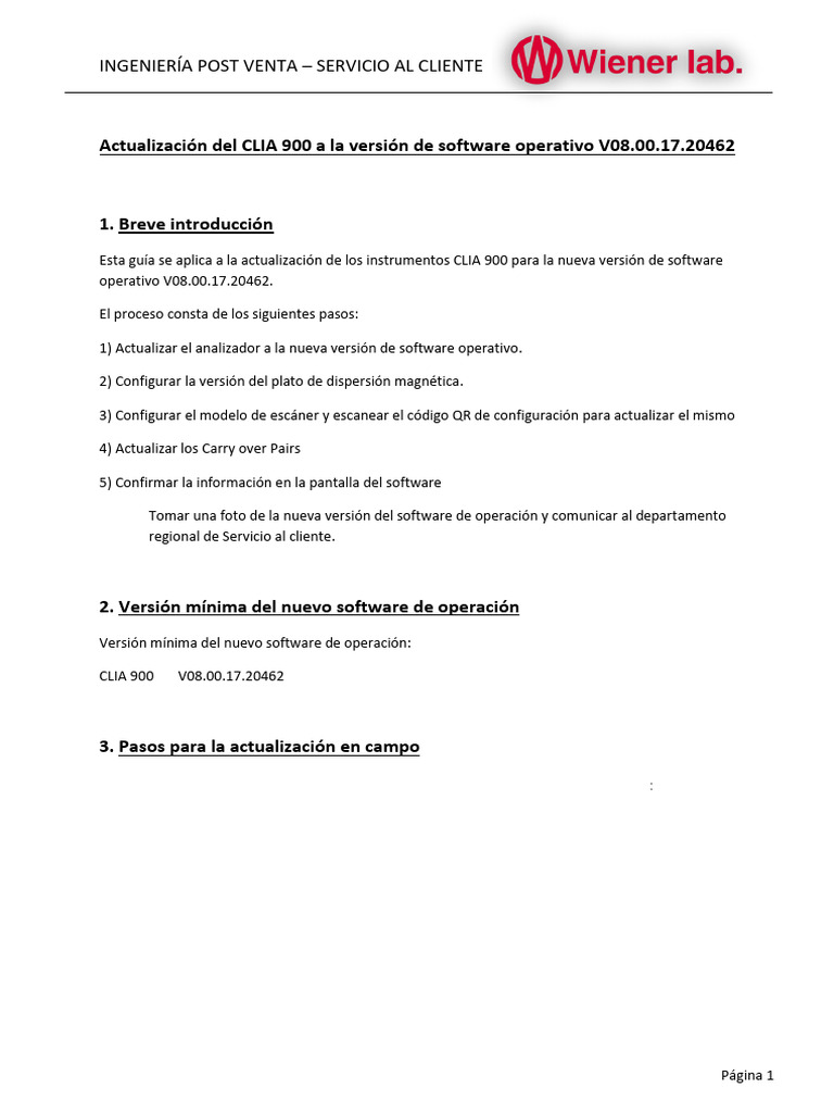 Guia Actualización Soft CLIA 900 Soft V080017 | PDF | Software | Negocios