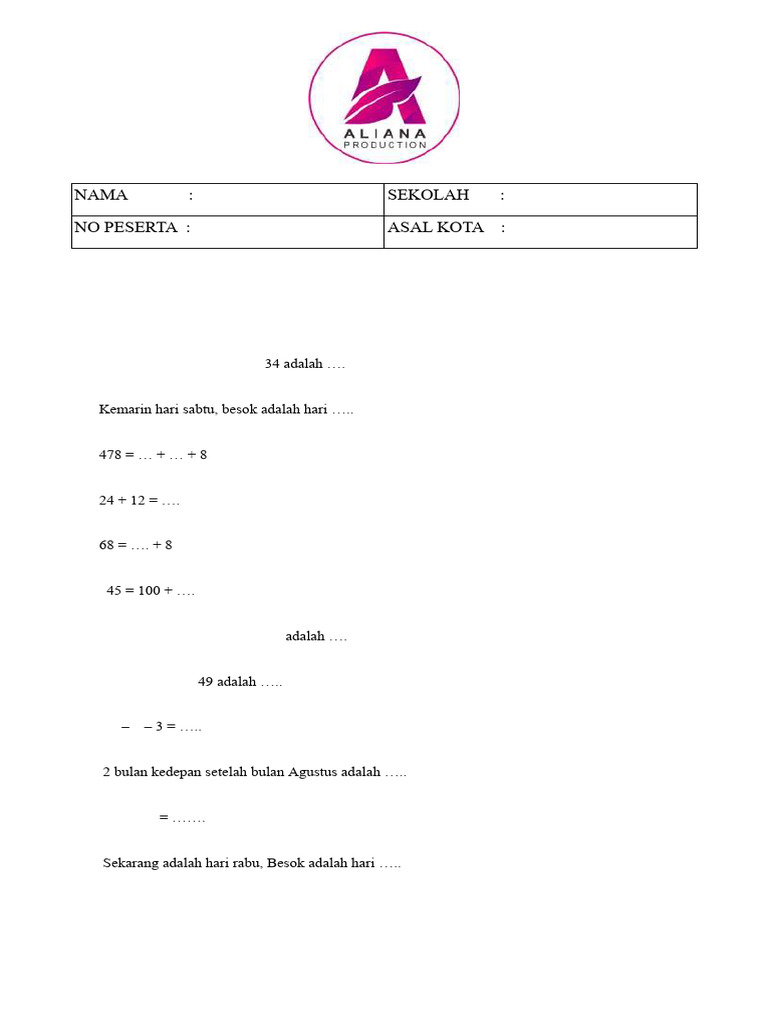 Soal Eo Topaz - Level 1 | PDF