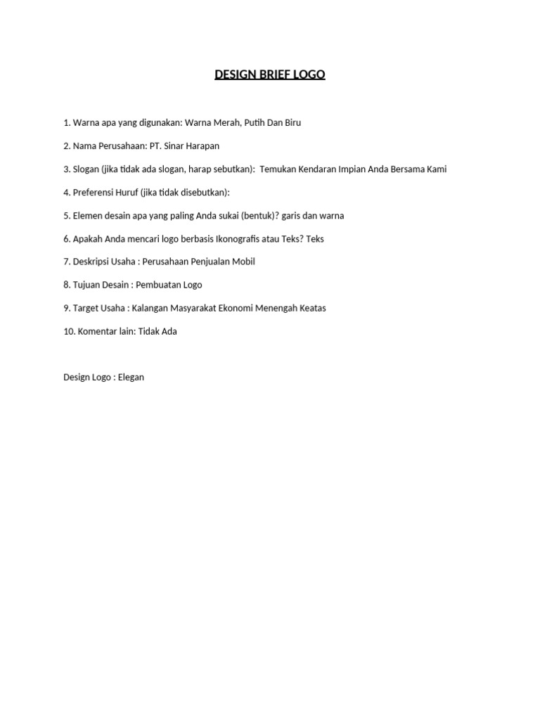 Design Brief Logo - Contoh | PDF