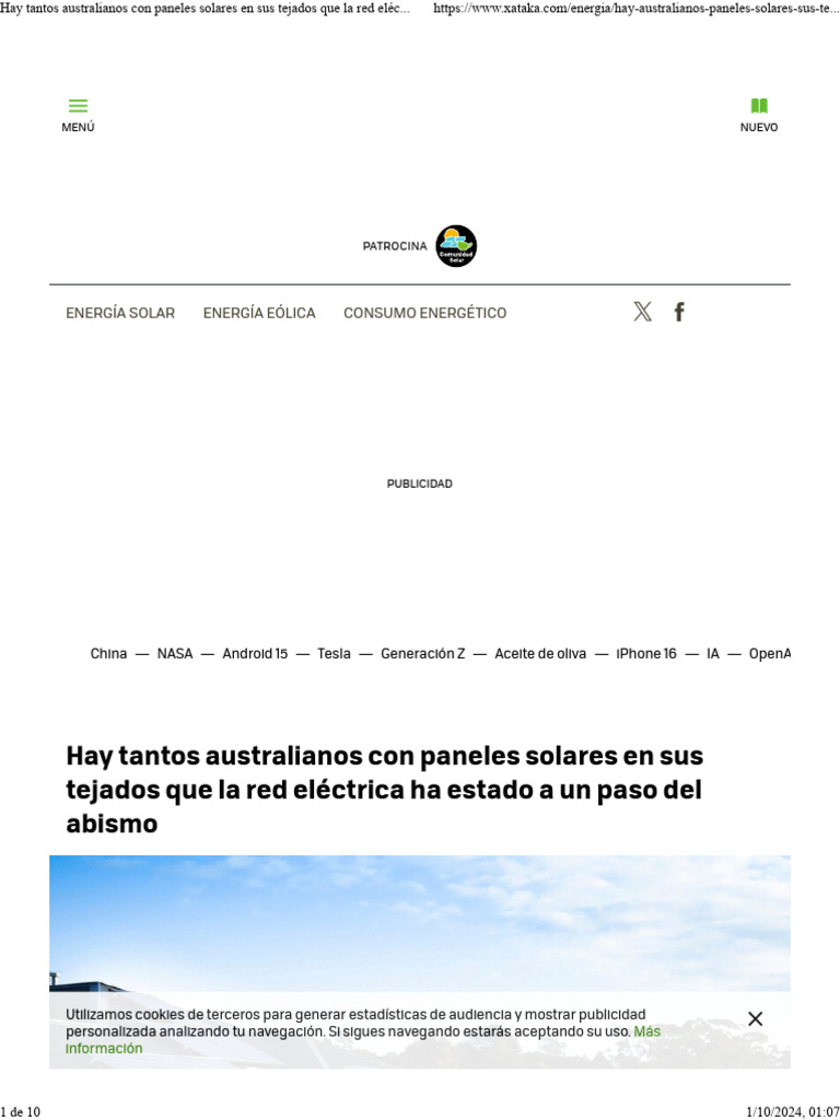 Australia: Paneles Solares y Red Eléctrica al Límite | PDF | Energía ...