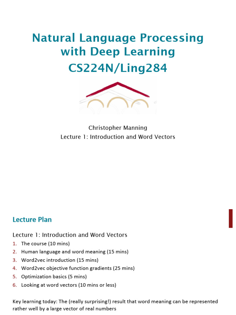 (Slide) Cs224n 2021 Lecture01 Wordvecs1 | PDF