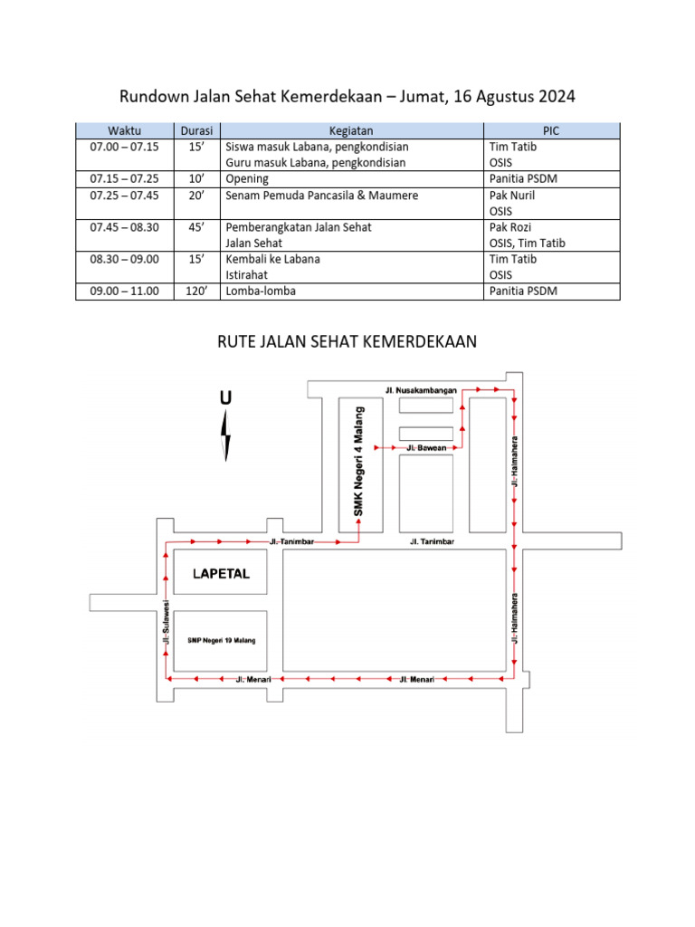 Rundown Jalan Sehat Kemerdekaan | PDF