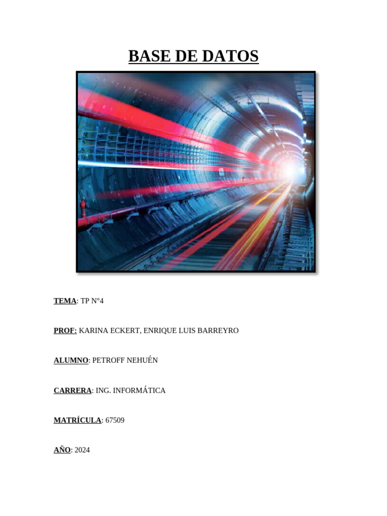 Base de Datos Tp4 | PDF