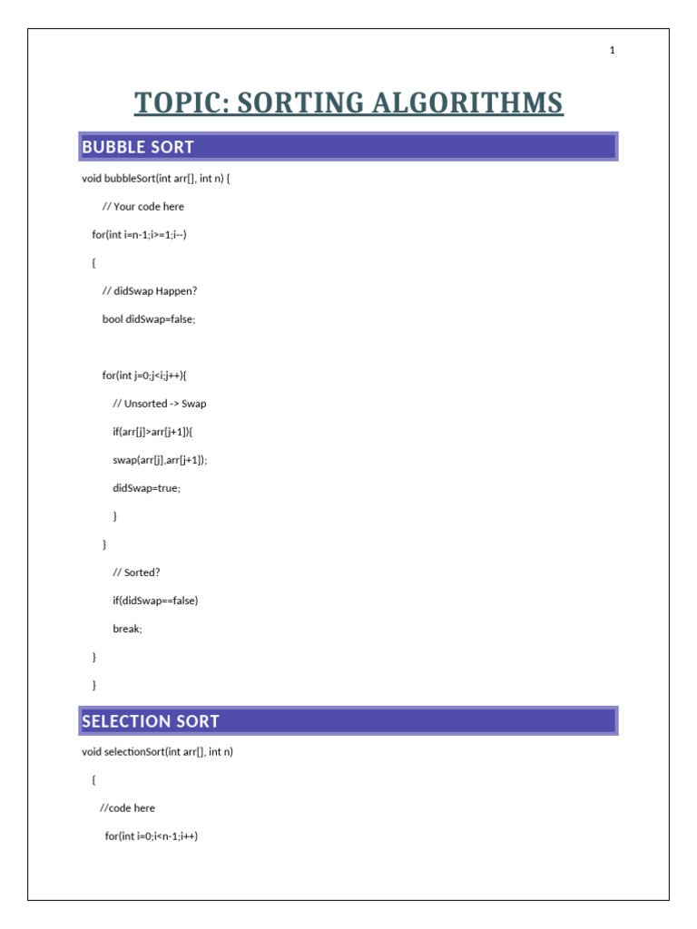 Sorting Algorithms | PDF Sorting Algorithms | PDF