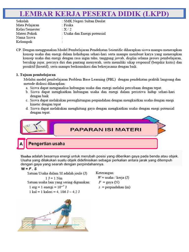 (LKPD) Usaha Dan Energi Potensial | PDF