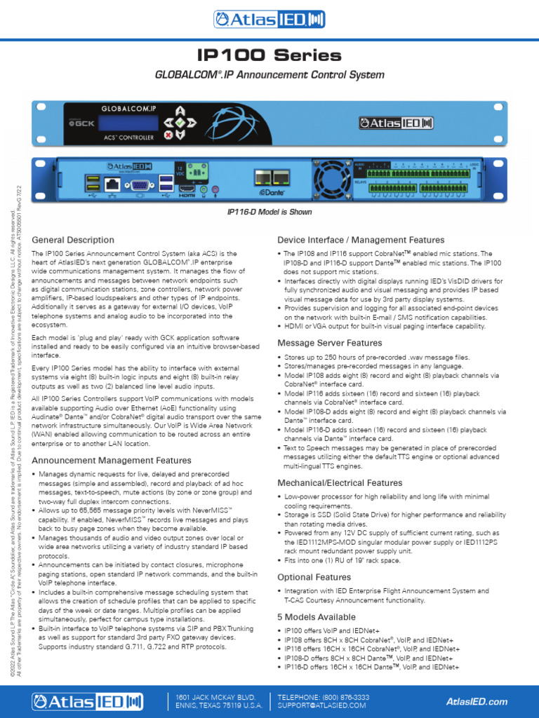 ATS005501G IP100 Series Datasheet | PDF