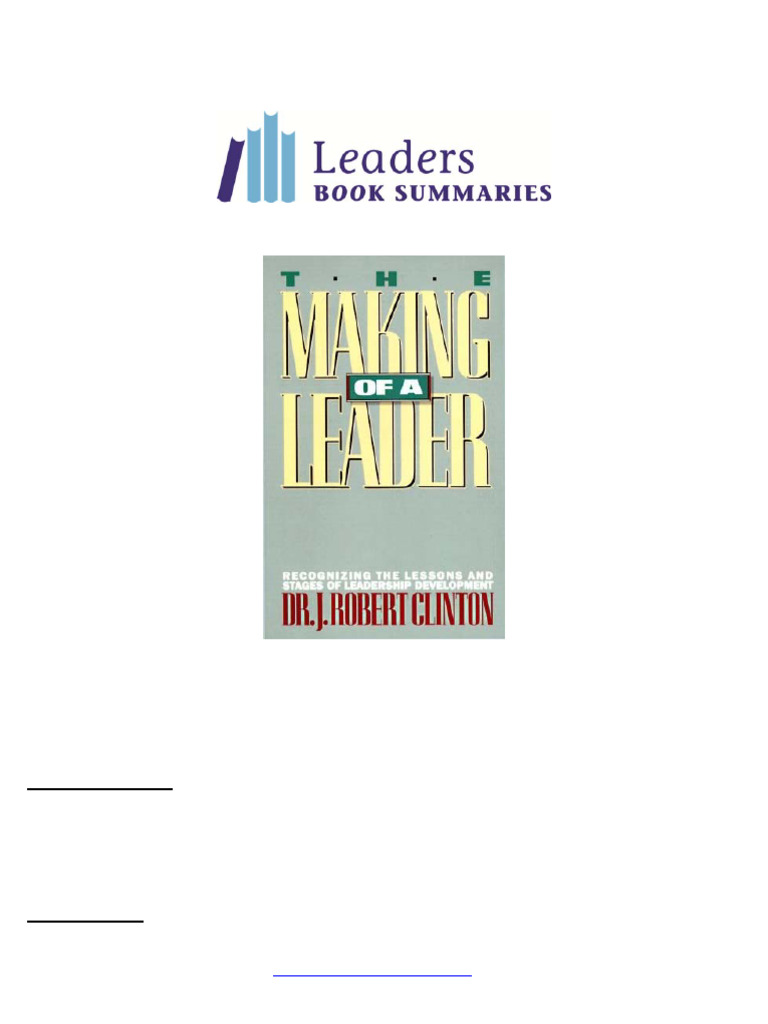 The Making of A Leader - Robert Clinton | PDF