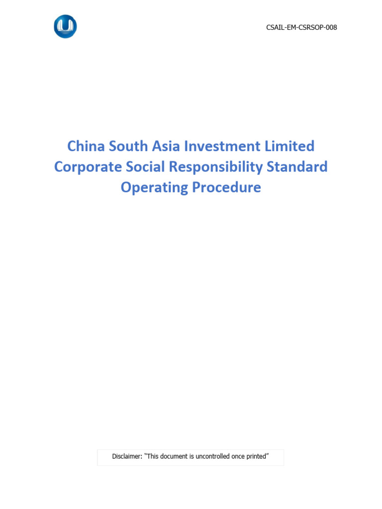 Csail-Em-Csrsop-008 Csail CSR Sop | PDF | Corporate Social ...