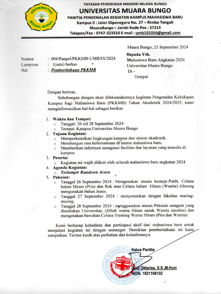 Rundown Kegiatan Acara Maba 2024 | PDF