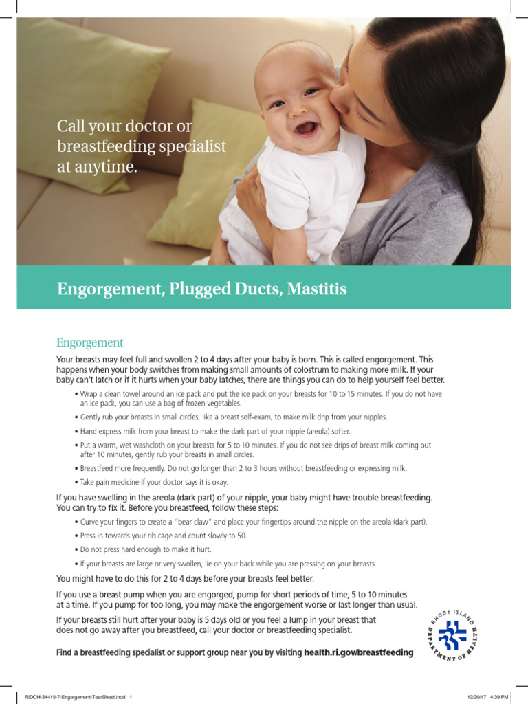 Engorgement Plugged Ducts Mastitis | PDF
