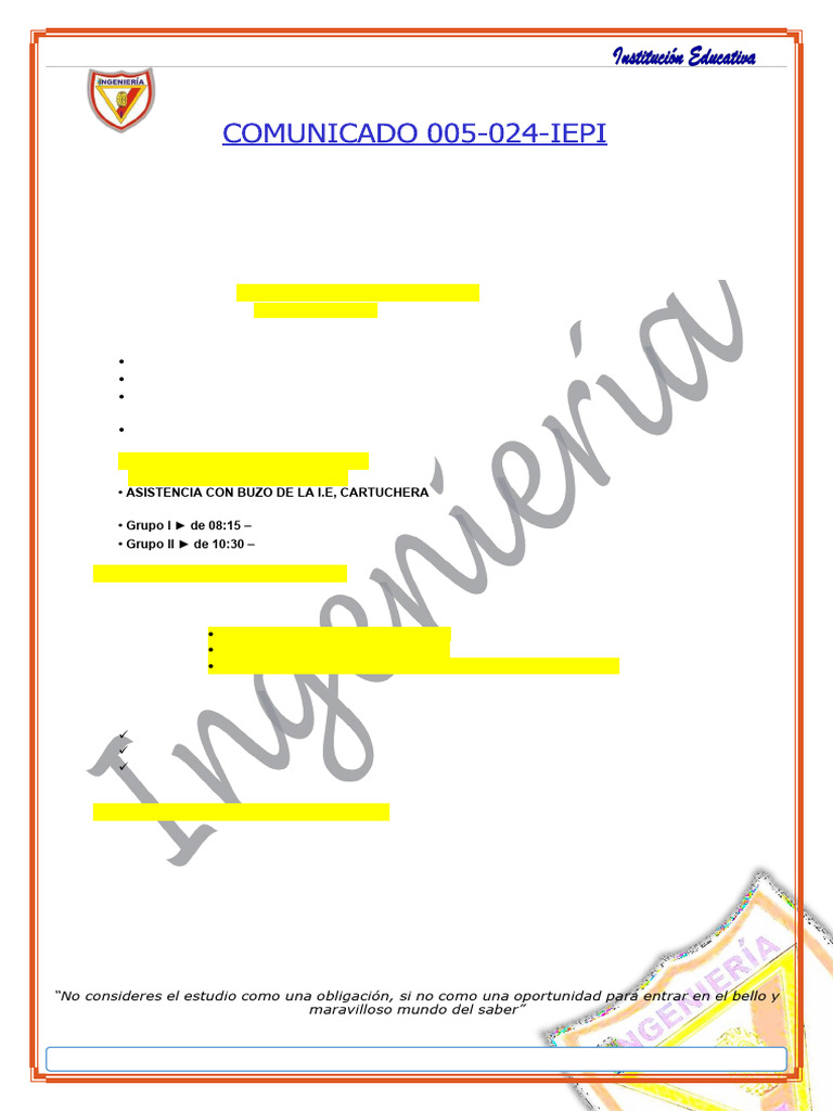 COMUNICADO N°005 - Examenes DE REPASO 2024 | PDF