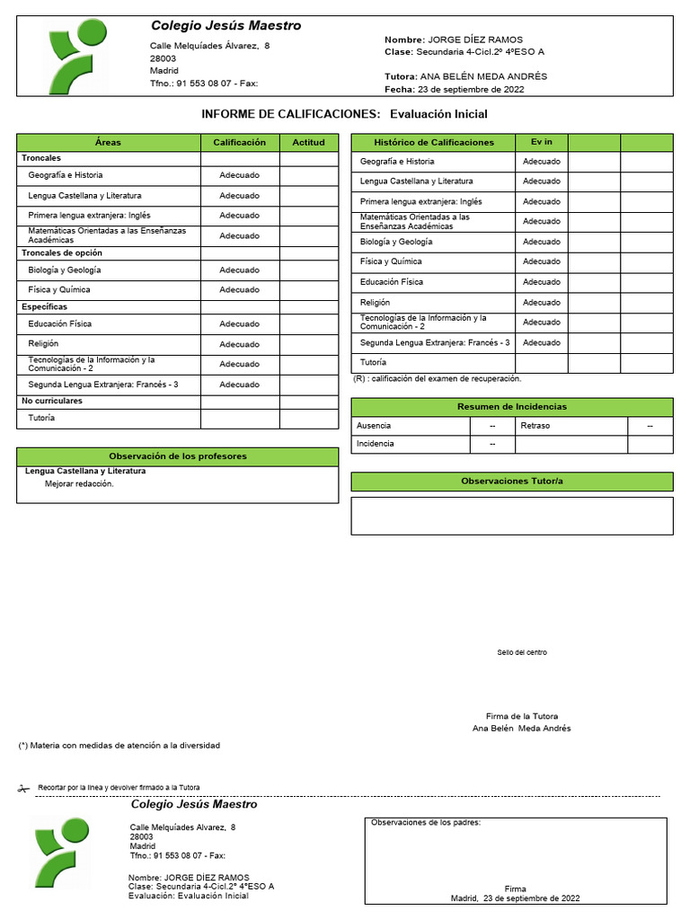 Evaluaci N Inicial ESO 20220921 110203 | PDF