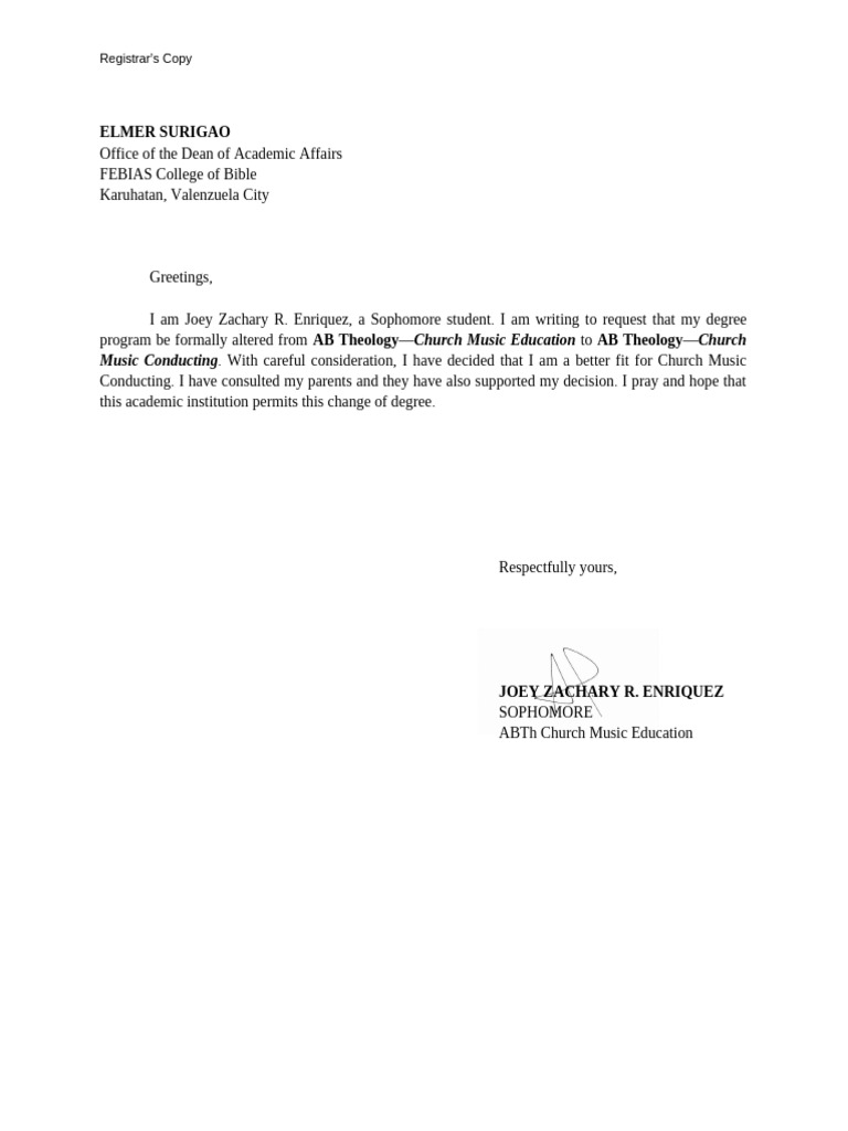 Request To Change Degree Program | PDF