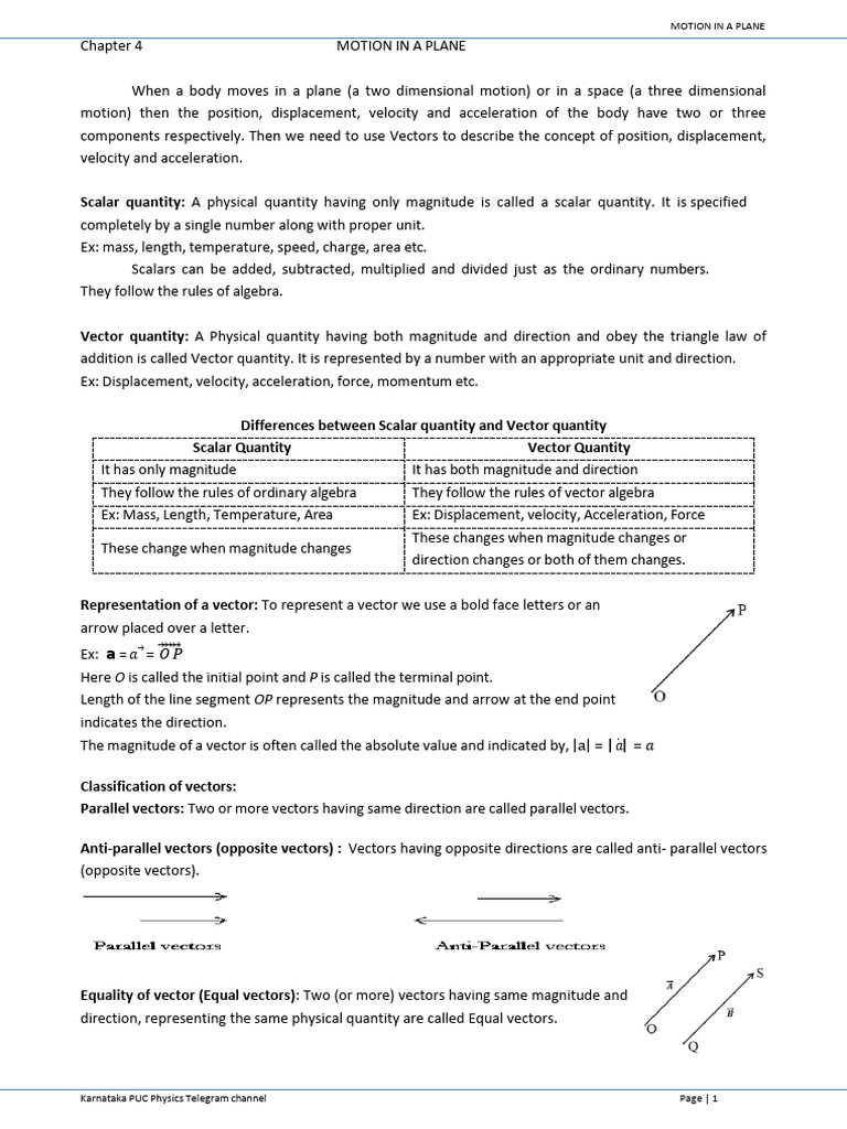 Motion in Plane | PDF